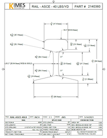 40 lb ASCE New Rail 30' Holes 2-1/2"x5" 400 lb/pc – Kimes Steel