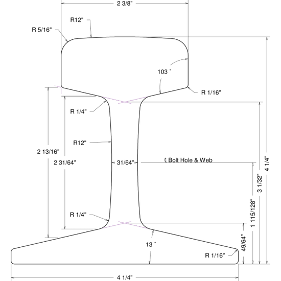 60 lb ASCE New Rail 30' Holes 2-1/2"x5" 600 lb/pc – Kimes Steel